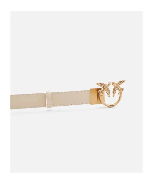 Pinko Double-face Leather Belt With Love Birds Buckle