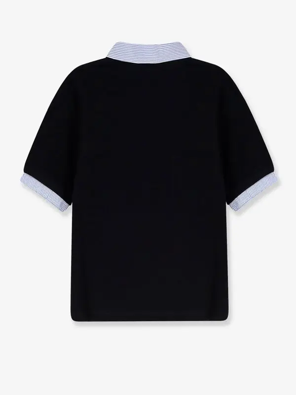 Miu Miu Short Sleeve Embroidered Logo Polo Shirt - Black