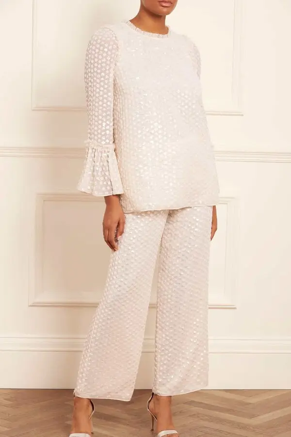 NEEDLE  THREAD Needle & Thread Sequined Wide-leg Trousers