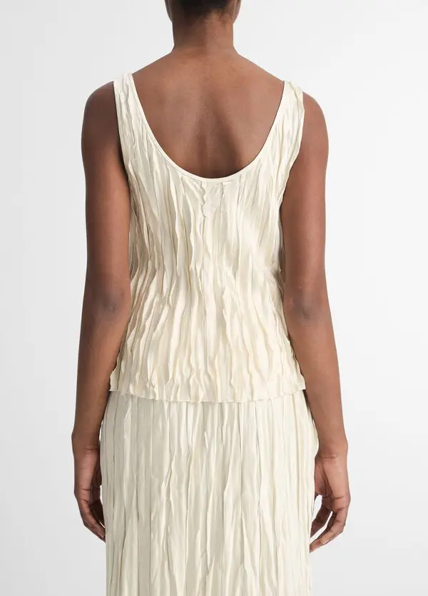 Vince Crushed Textured Tank Top - Light Ivory