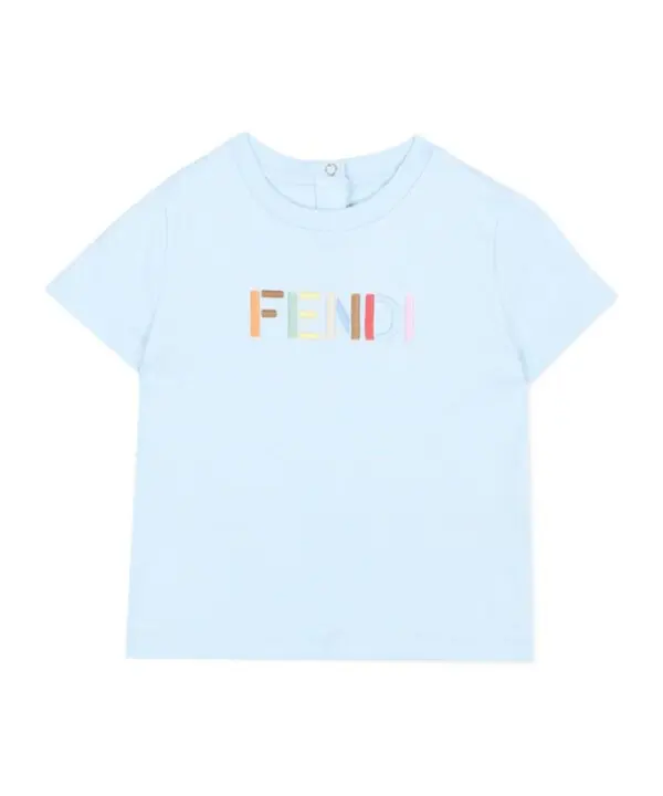 Fendi Logo-embroidered T-shirt - Light Blue