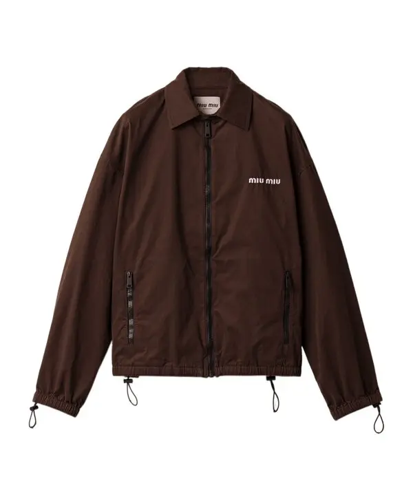 Miu Miu Washed Gabardine Blouson Jacket - Ebony