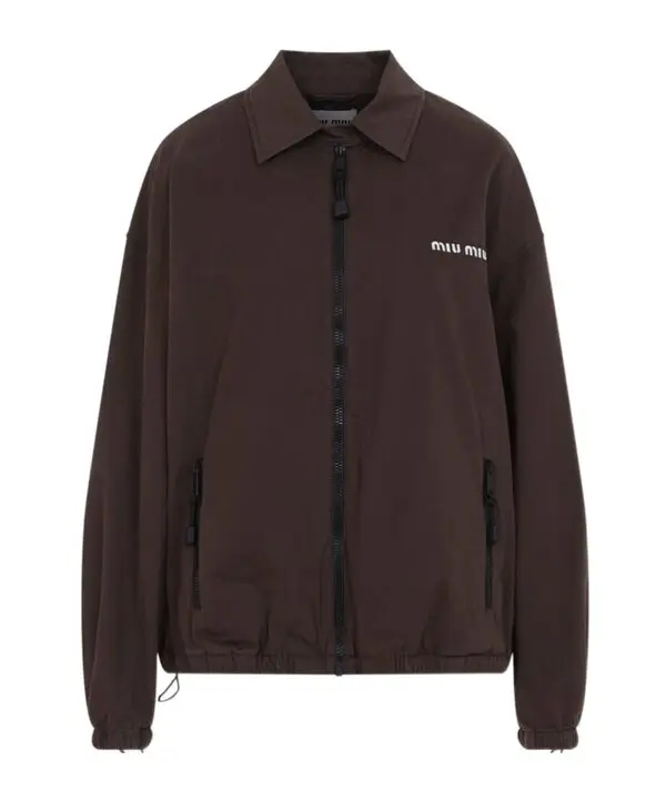 Miu Miu Washed Gabardine Oversized Zip-up Blouson Jacket - Ebony