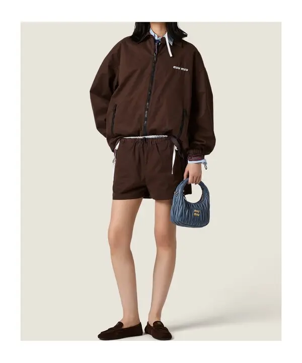 Miu Miu Washed Gabardine Oversized Zip-up Blouson Jacket - Ebony