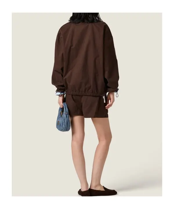Miu Miu Washed Gabardine Oversized Zip-up Blouson Jacket - Ebony
