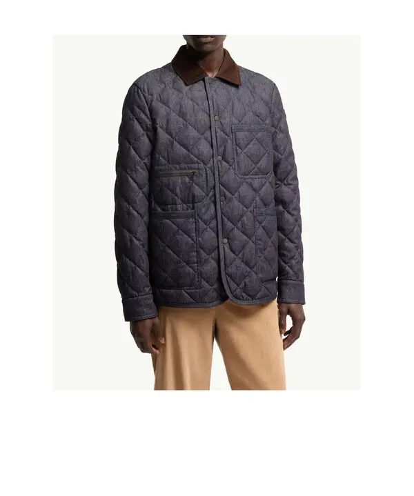 Moncler Kryen Diamond Quilted Denim Down Shirt Jacket