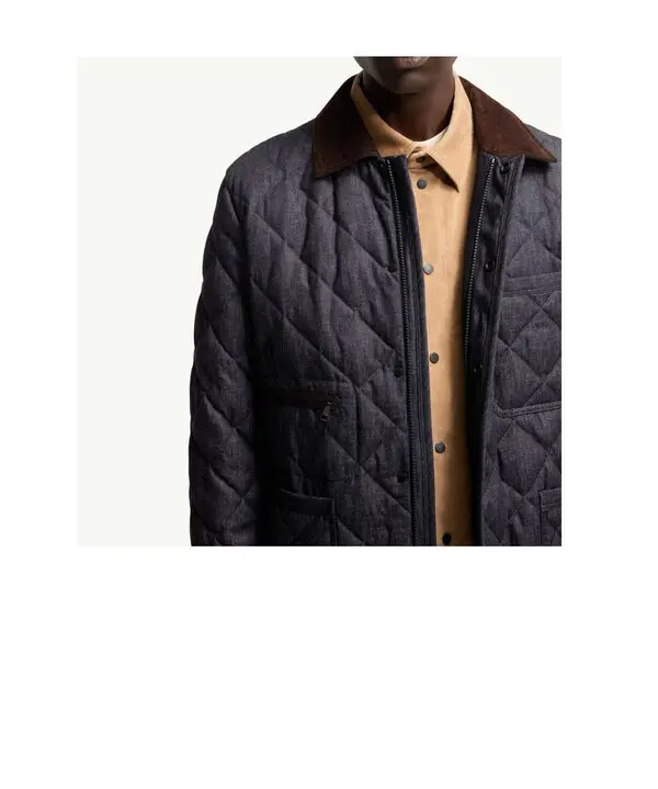 Moncler Kryen Diamond Quilted Denim Down Shirt Jacket