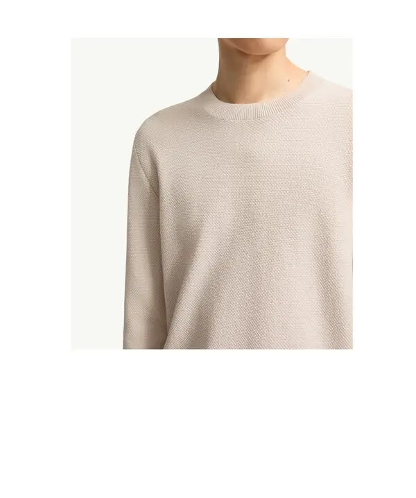 Moncler Cotton Knit Crewneck Sweater With Tricolor Detailing - Beige