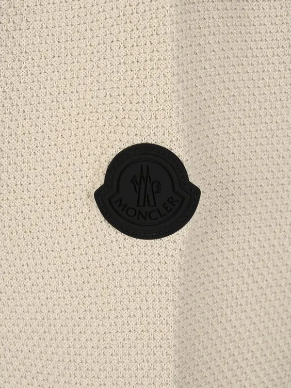 Moncler Cotton Knit Crewneck Sweater With Tricolor Detailing - Beige