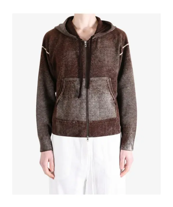 DIESEL® Reverse-print Hooded Cardigan In Wool