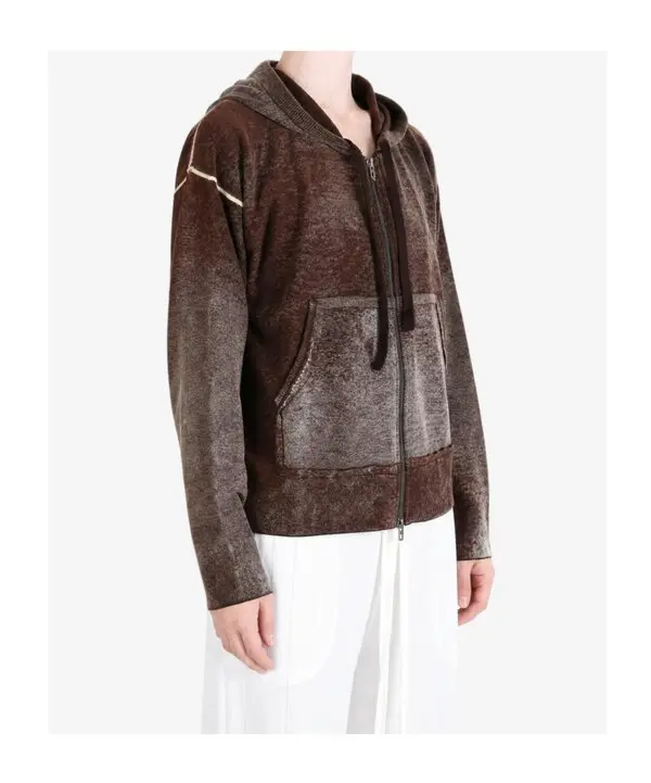 DIESEL® Reverse-print Hooded Cardigan In Wool