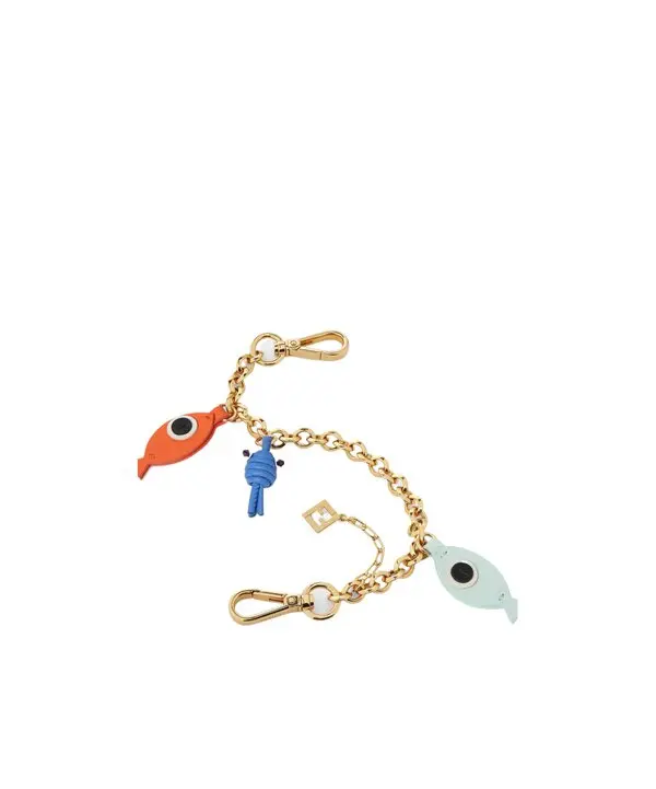 Fendi Chain Charm With Fish And Squid Motifs