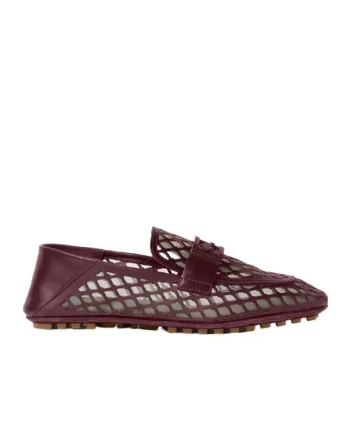 Fendi Baguette Burgundy Leather Loafers