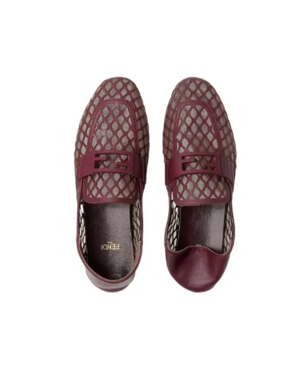 Fendi Baguette Burgundy Leather Loafers