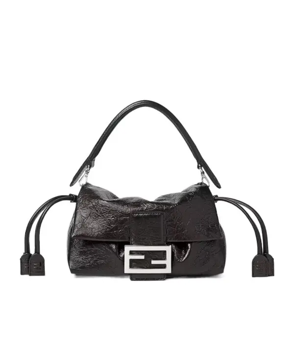 Fendi Baguette Soft Small Crackled Leather Mini-bag - Black