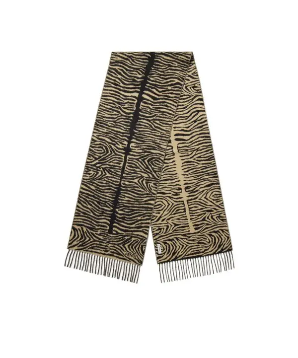 Fendi Tiger Stripe Fringed Scarf - Multicolour