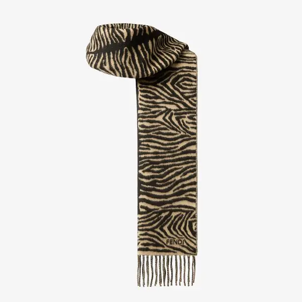 Fendi Tiger Stripe Fringed Scarf - Multicolor