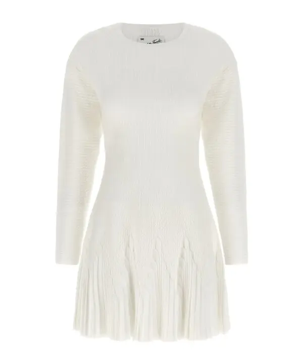 Elisabetta Franchi Rib-knit Long-sleeved Dress With Cut-out Hem