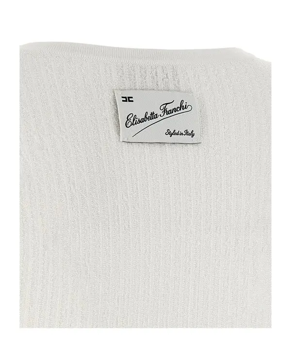 Elisabetta Franchi Rib-knit Long-sleeved Dress With Cut-out Hem
