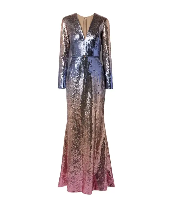 Elie Saab Gradient Sequin Maxi Gown - No