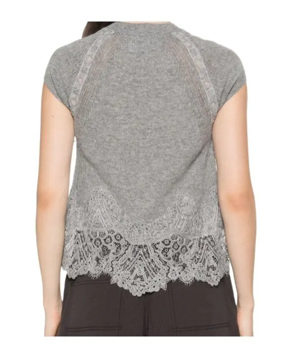 Ermanno Scervino Lace Trim Knit Top - Grey
