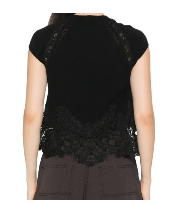 Ermanno Scervino Lace Trim Cap-sleeve Top - Black