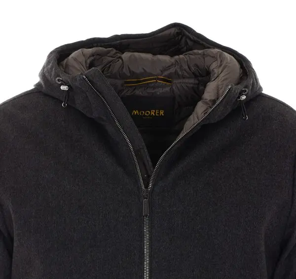MOORER Long-sleeve Zip-up Hooded Jacket