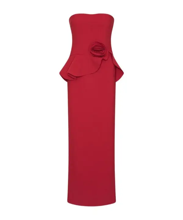 ROTATE BY BIRGER CHRISTENSEN Long Flower Strapless Dress