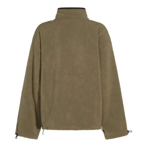 Miu Miu Fleece Zip-up Jacket With Embroidered Logo - Forest Green