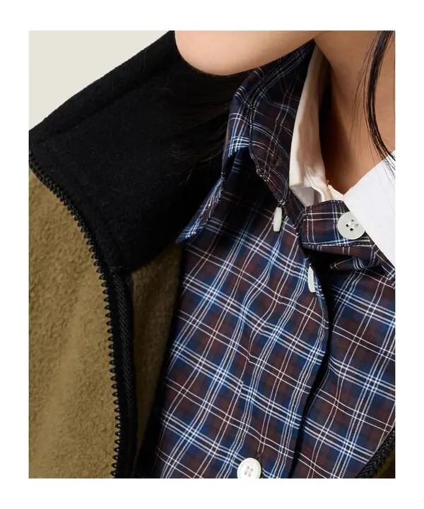 Miu Miu Fleece Zip-up Jacket With Embroidered Logo - Forest Green