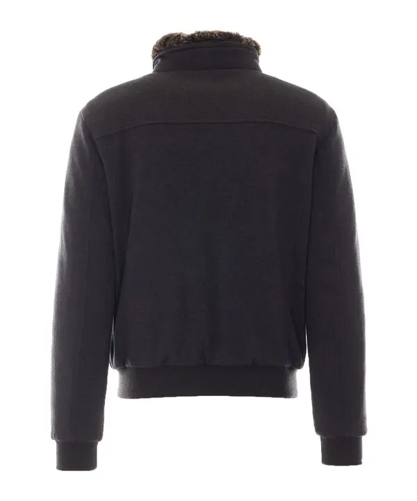 MOORER Long-sleeve Zip-up Jacket With Fur Collar