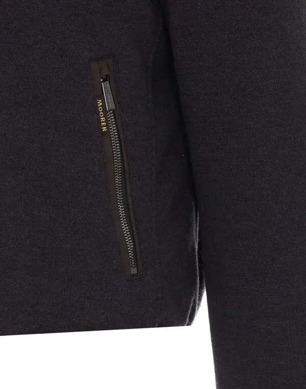 MOORER Long-sleeve Zip-up Jacket With Fur Collar