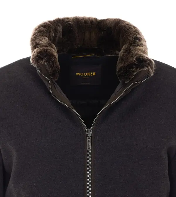 MOORER Long-sleeve Zip-up Jacket With Fur Collar