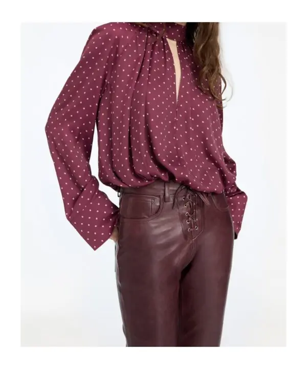 ROTATE BY BIRGER CHRISTENSEN Dot Satin Bow Shirt