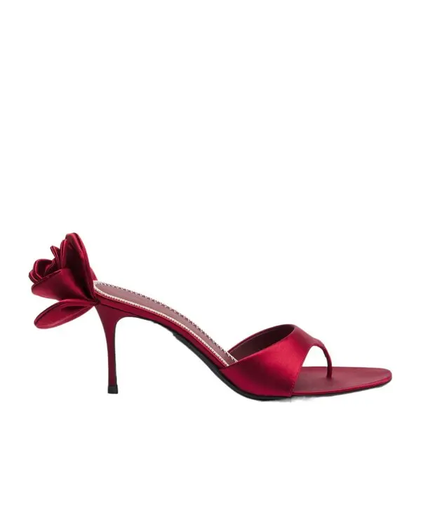 Magda Butrym Satin High-heeled Sandals With Floral Appliqués