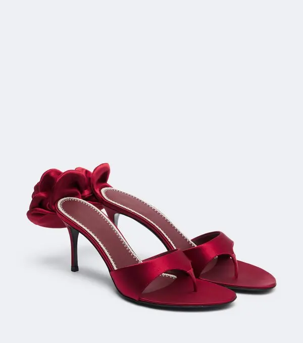 Magda Butrym Satin High-heeled Sandals With Floral Appliqués