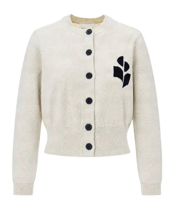 Isabel Marant Étoile Crew Neck Cardigan With Logo Detail - Cream