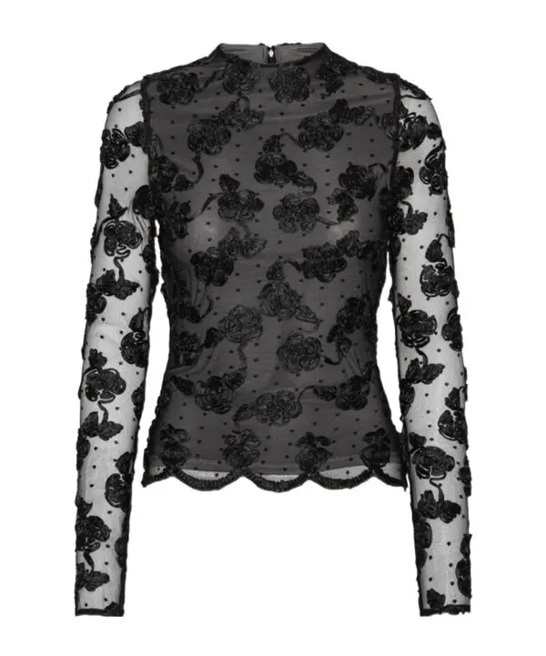 ROTATE BY BIRGER CHRISTENSEN Flower Mesh Long Sleeve Top