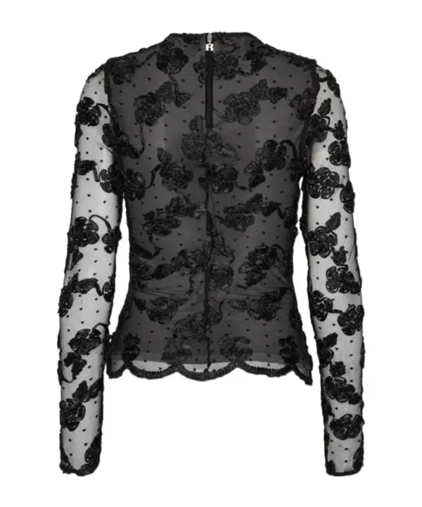 ROTATE BY BIRGER CHRISTENSEN Flower Mesh Long Sleeve Top