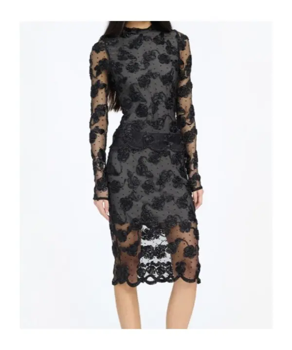 ROTATE BY BIRGER CHRISTENSEN Flower Mesh Long Sleeve Top