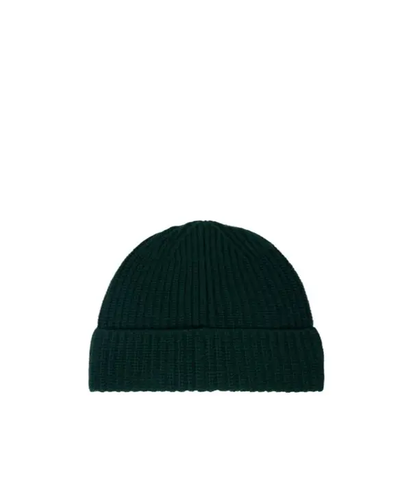 Stone Island Ribbed Knit Beanie With Compass Logo Patch