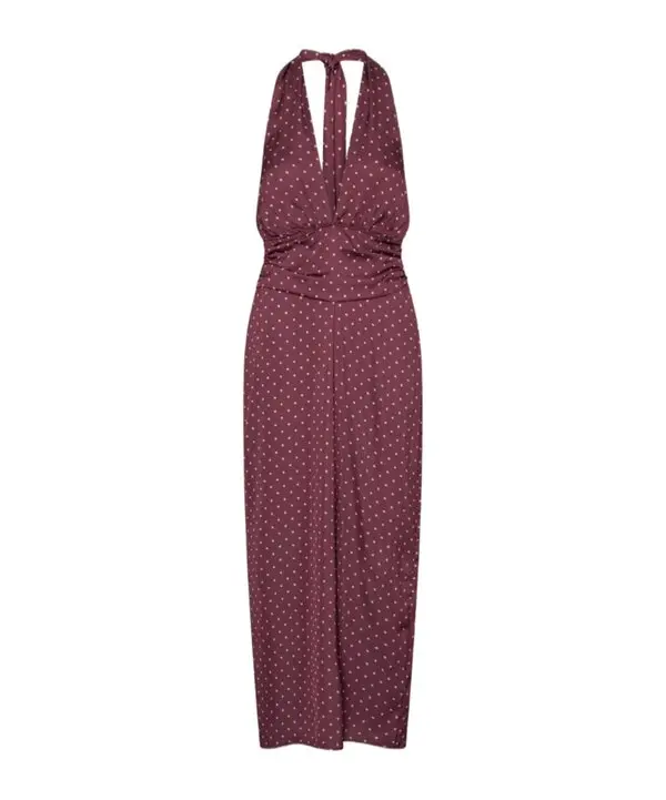ROTATE BY BIRGER CHRISTENSEN Dot Halterneck Scarf Dress - Dark Red