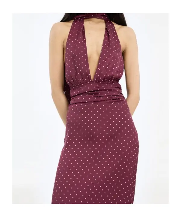 ROTATE BY BIRGER CHRISTENSEN Dot Halterneck Scarf Dress