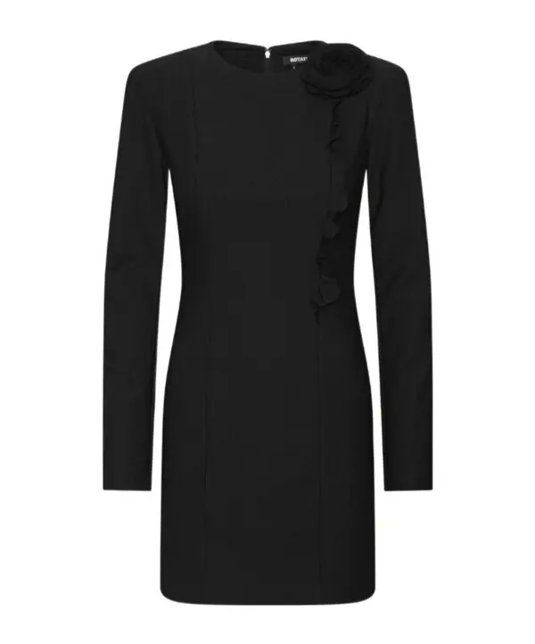 ROTATE BY BIRGER CHRISTENSEN Crepe Mini Long-sleeves Flower Dress - Black