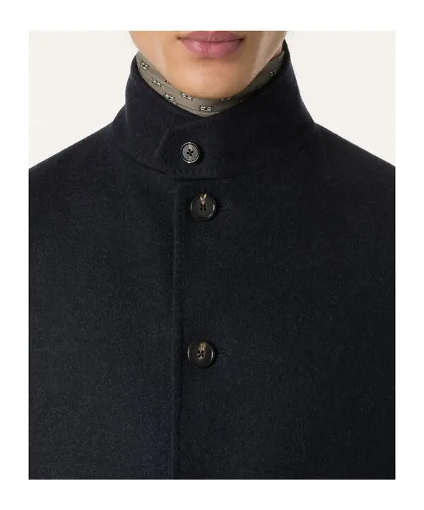 Loro Piana Single-breasted Coat With Stand-up Collar - Black