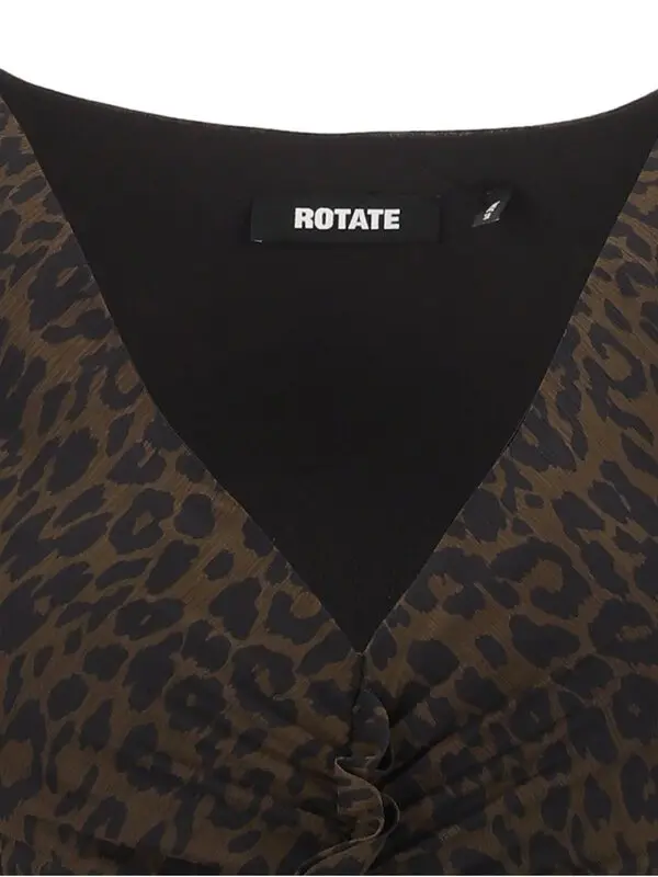 ROTATE BY BIRGER CHRISTENSEN Ruched Midi Leopard Dress - Dark Brown