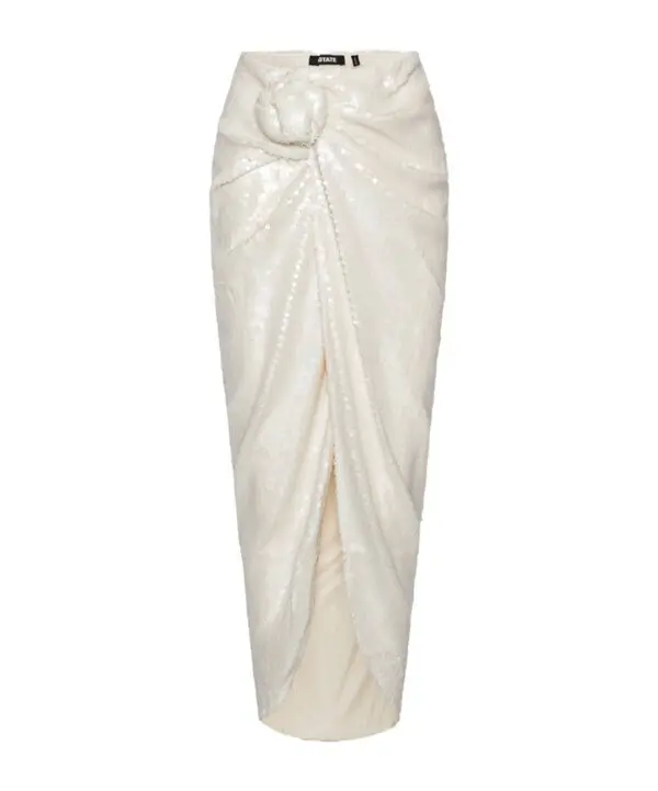 ROTATE BY BIRGER CHRISTENSEN Sequins Knot Skirt - White
