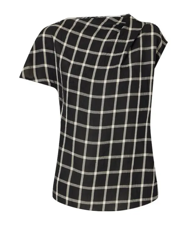 Erdem Grid Short-sleeve Blouse