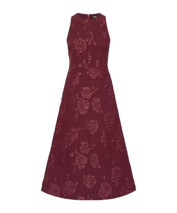 ROTATE BY BIRGER CHRISTENSEN Jacquard Flared Dress - Dark Red