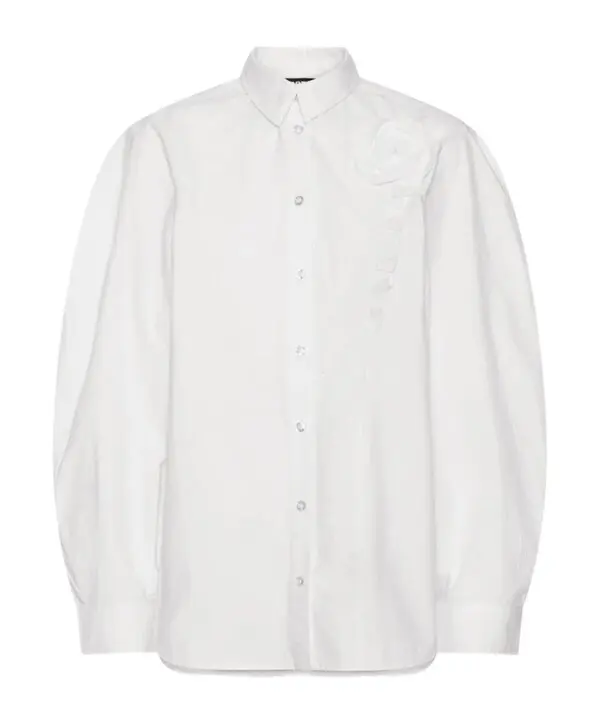 ROTATE BY BIRGER CHRISTENSEN Oversized 3d Floral Shirt - Bright White